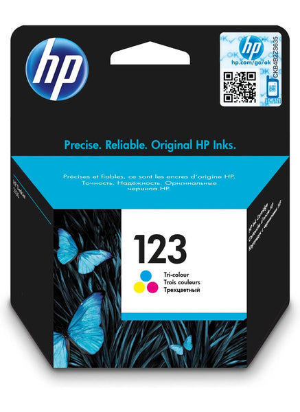 HP 123 Tri-color Original Ink Cartridge;~100 pages. (DeskJet 2130 and ...